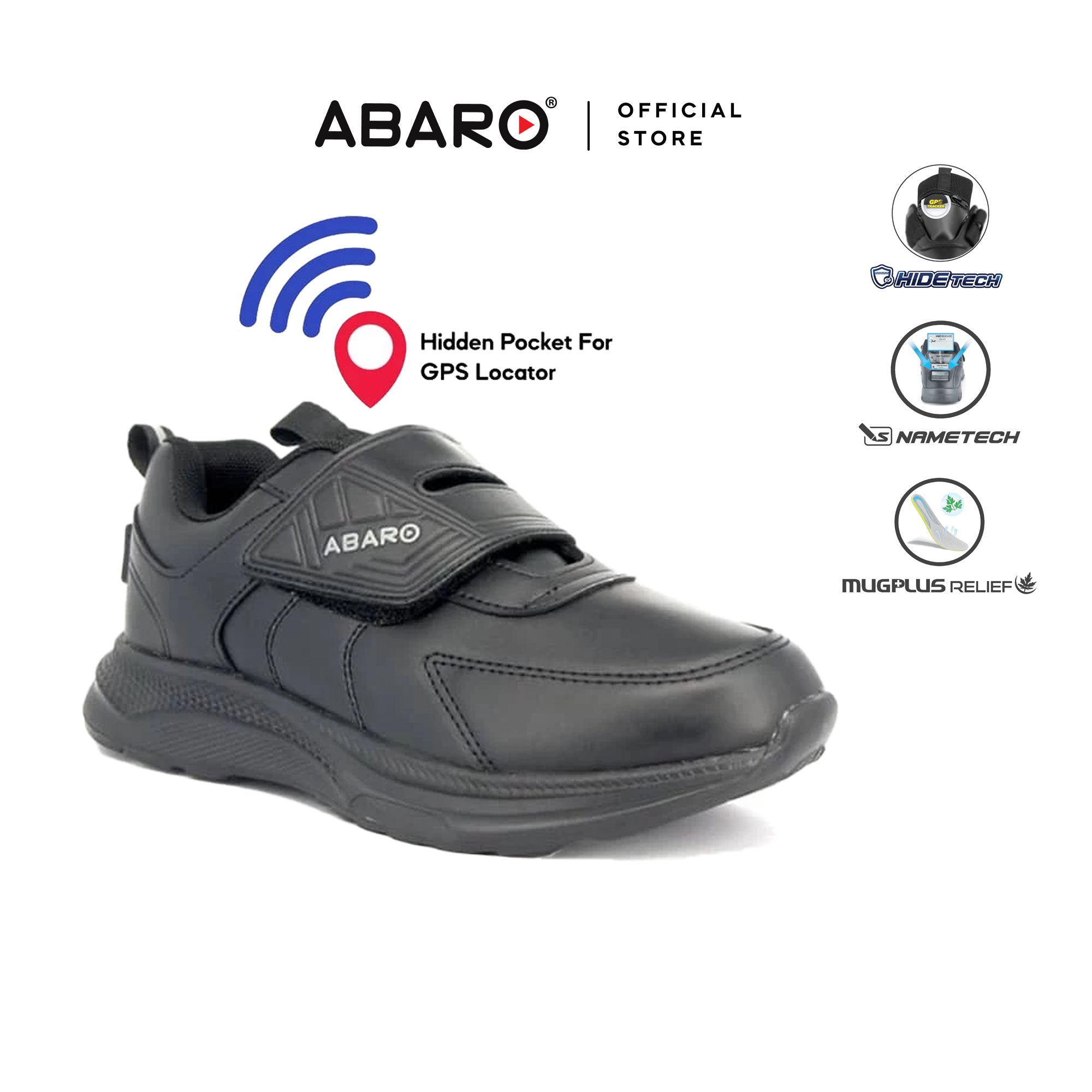 ABARO HideTech H2819N Hidden GPS Pocket School Shoes/Kasut Unisex/Kasu ...